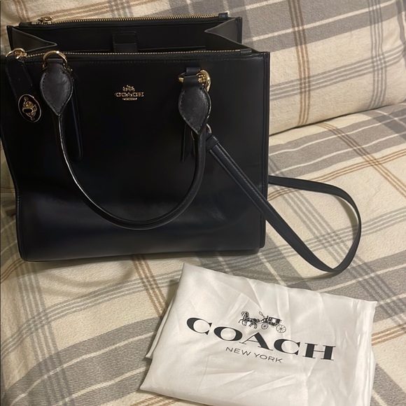 Coach | Bags | Coach Navy Blue Leather Tote Bag | Poshmark